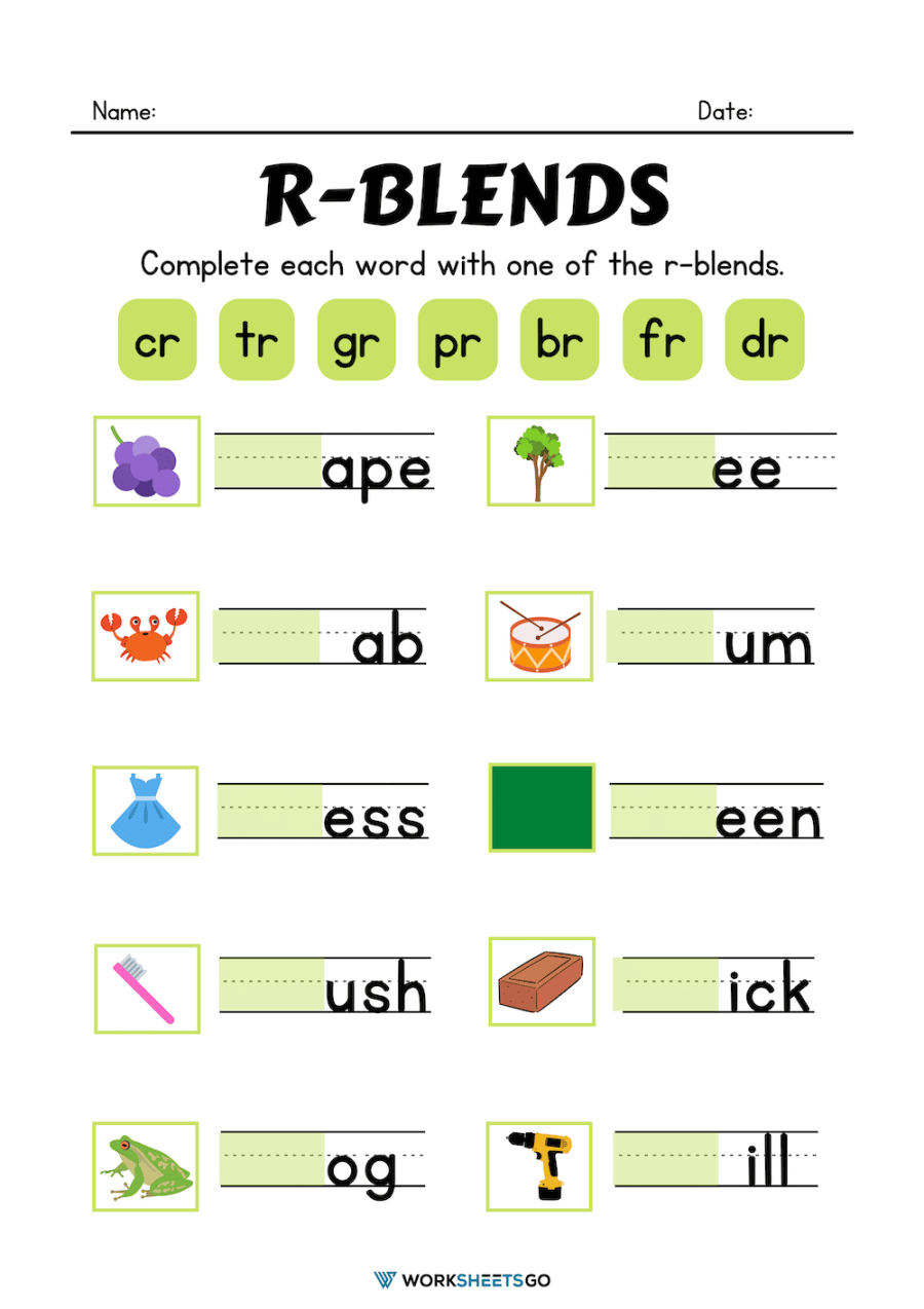 Phonics Worksheets: R-Family Blends - Worksheets Library
