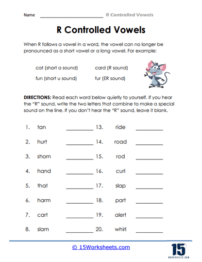 Labeling R Controlled Vowels Worksheet - Have Fun Teaching - Worksheets Library