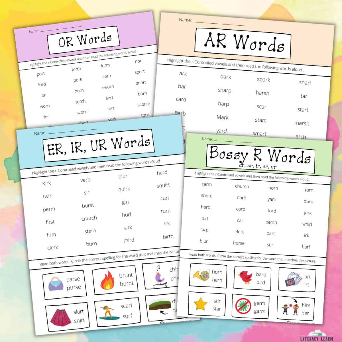 R-Controlled Vowels Worksheets: 4 Free Printables! - Literacy Learn ...
