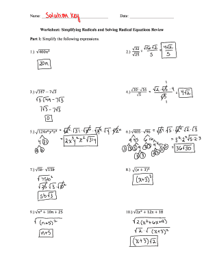 Geometry Simplifying Radicals Worksheet Answers - Fill Online ...