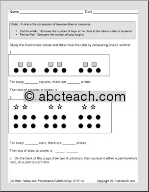 Ratio - Math - 6th grade - Common Core - Worksheet - 6.RP.1A ...