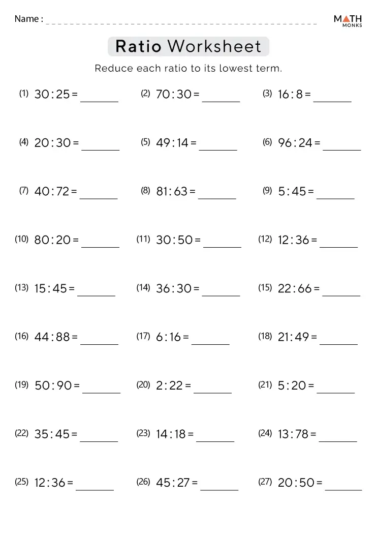 Ratio Worksheets - Math Monks - Worksheets Library