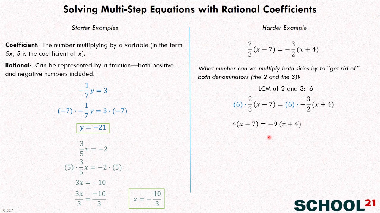 Solving Multi Step Equations With Rational Coefficients 8ee7