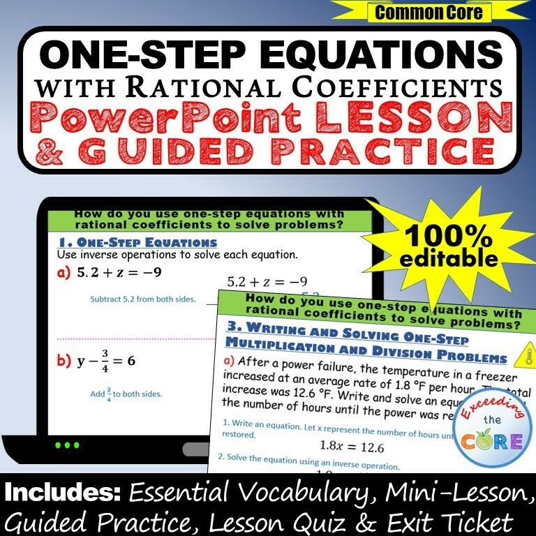 One Step Equations Rational Coefficients Powerpoint Lesson