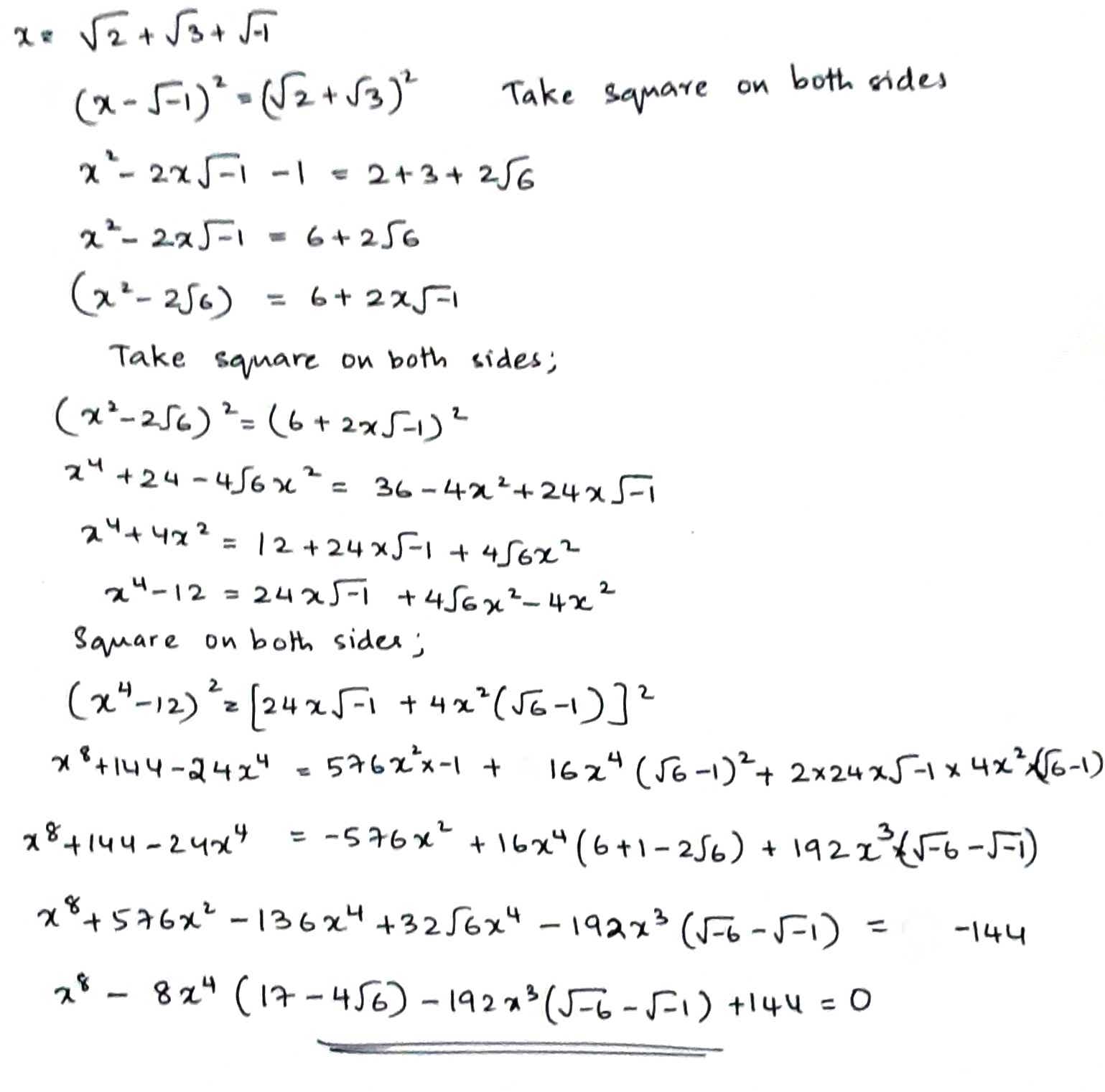 Form The Equation Of Lowest Dimensions With Rational Coefficients