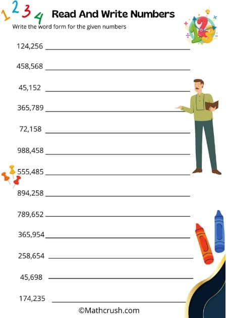 Reading, Writing, and Counting Numbers Worksheets - Preschool ... - Worksheets Library