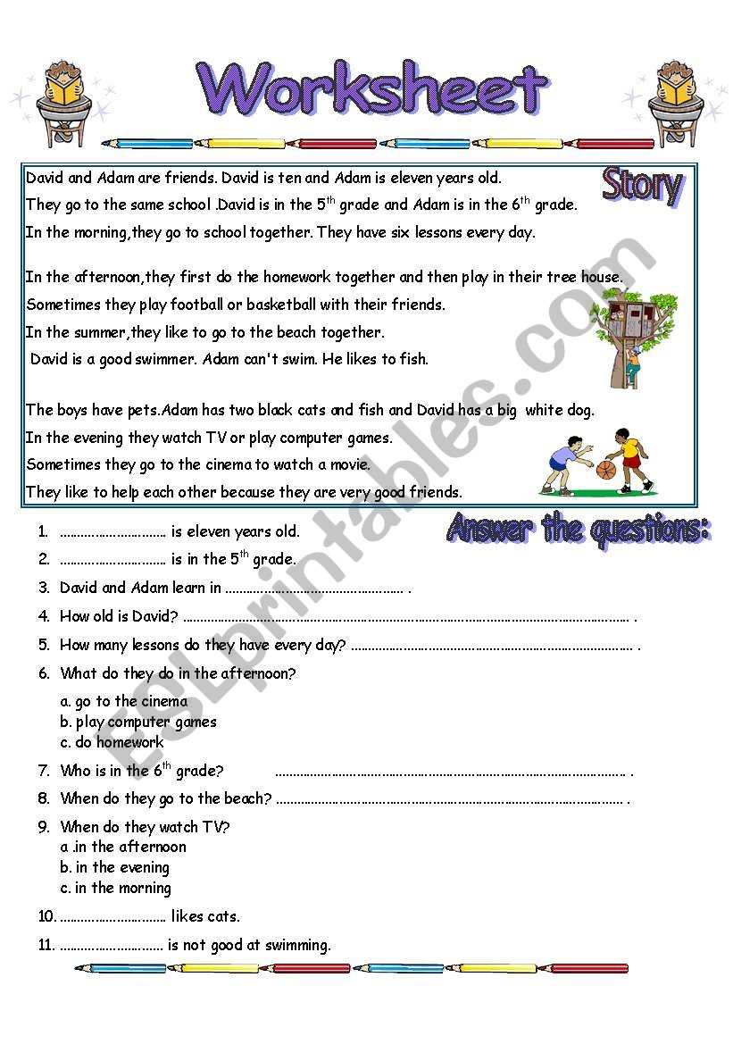 ESL Reading Comprehension Worksheets: Improve English Skills