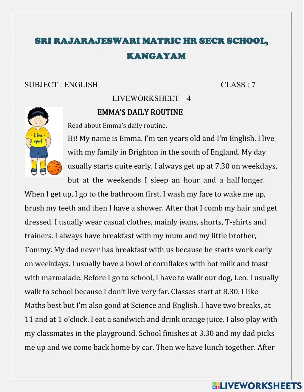 Unit 7 - Reading comprehension Interactive Worksheet – Edform - Worksheets Library