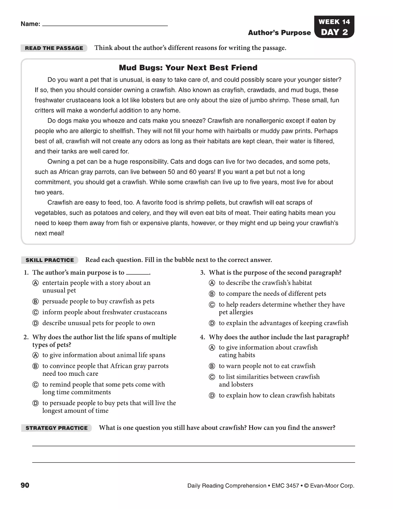 Daily Reading Comprehension Grade 7 (1) Interactive Worksheet – Edform - Worksheets Library