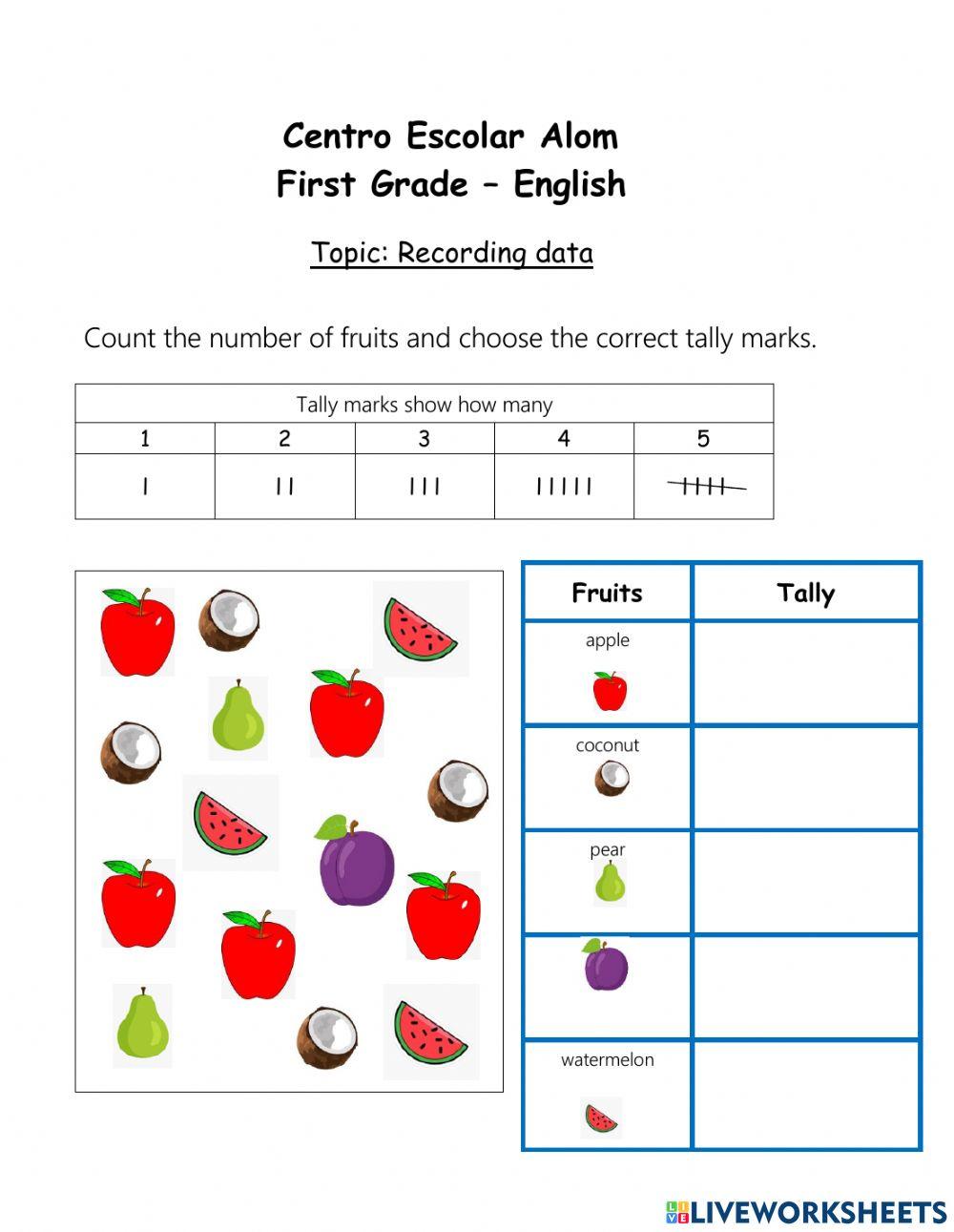 Recording data worksheet | Live Worksheets - Worksheets Library