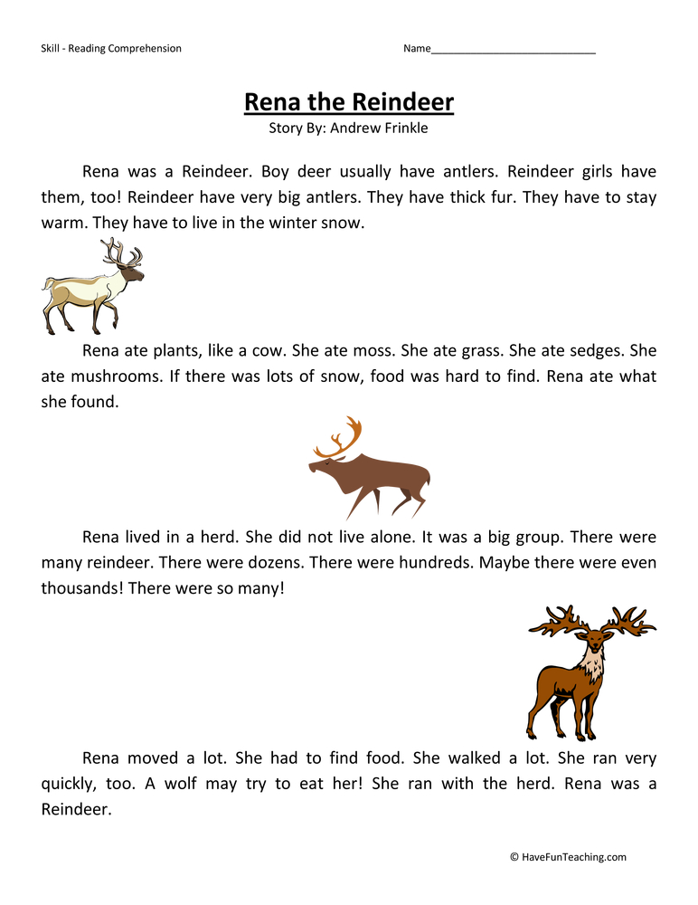 Christmas Reindeer Math Activity - Glyph Craft with Worksheets ...