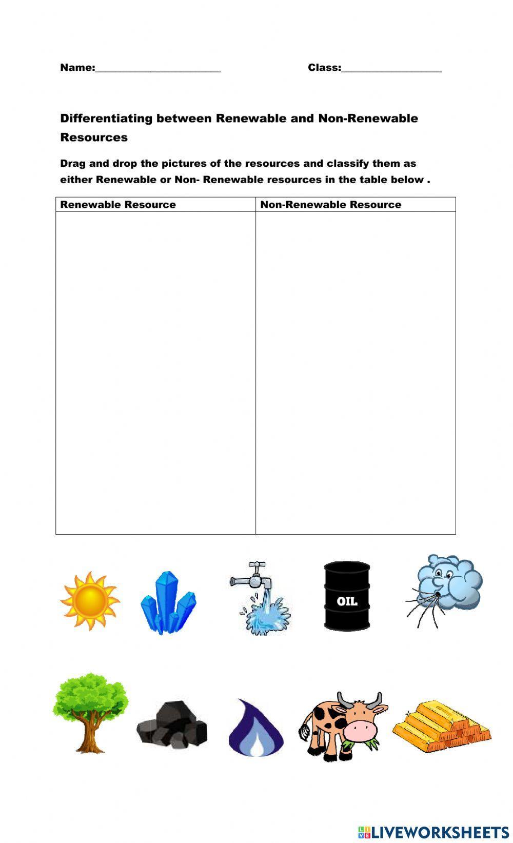 Renewable vs Non-Renewable Resources worksheet | Live Worksheets ...