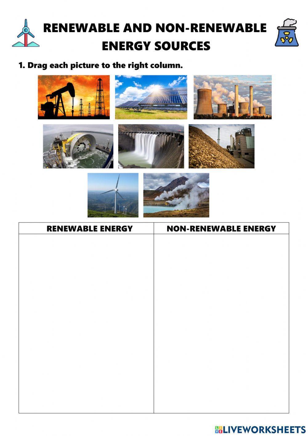 RENEWABLE RESOURCES and NON-RENEWABLE RESOURCES worksheet | Live ...