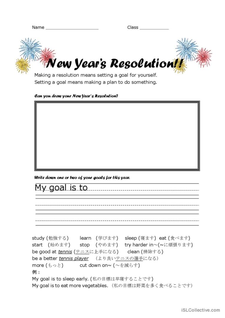 New Years Resolution worksheet: English ESL worksheets pdf & doc ...