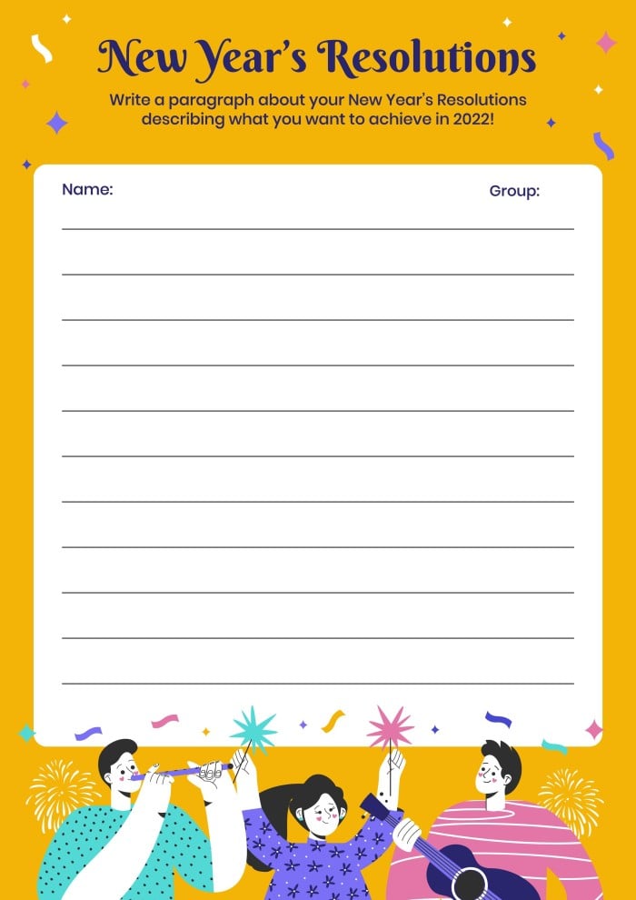 FREE New Years Resolution 2024 Worksheet for Middle School - Worksheets ...