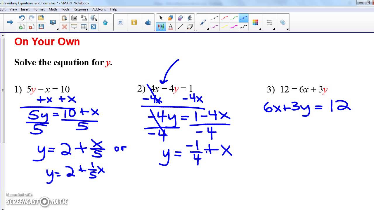 14 Rewriting Equations And Formulas Part 1 Youtube Worksheets