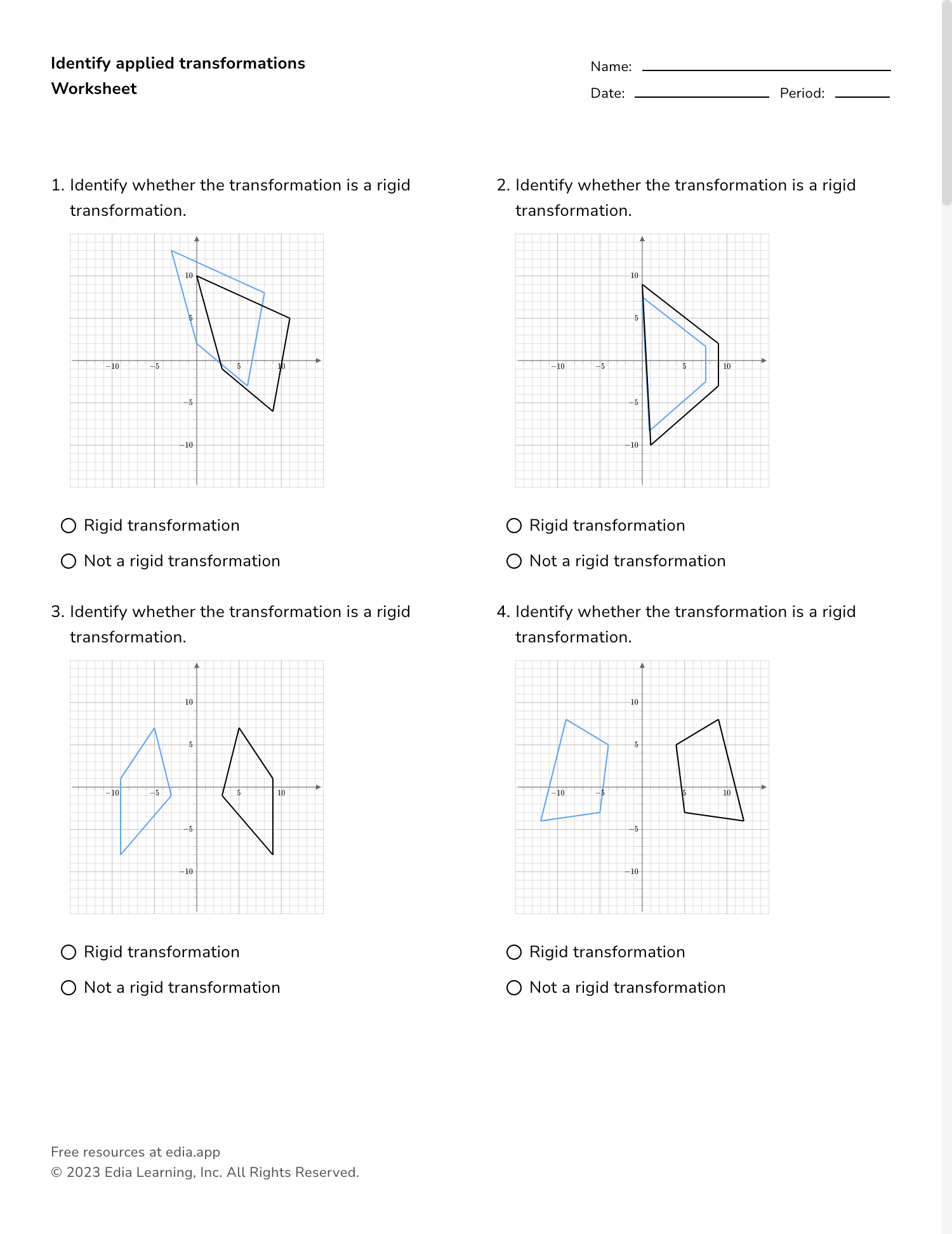 Transformation Worksheets Reflection Translation Rotation Transformation Worksheets Reflection Translation Rotation