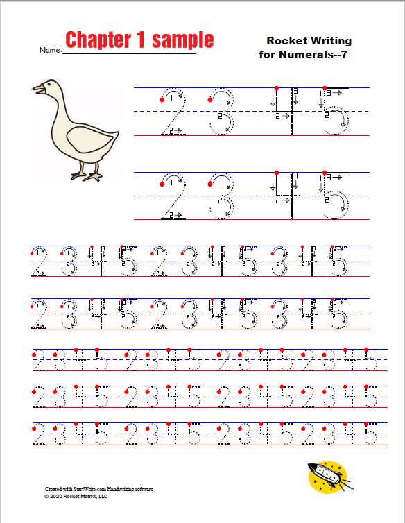 Rocket Writing for Numerals Learning Track - Rocket Math - Worksheets ...
