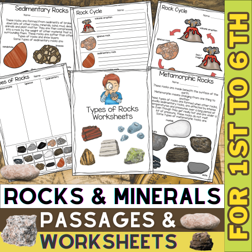 Rocks and Minerals Passages & Worksheets | Types of Rocks & Rock ...