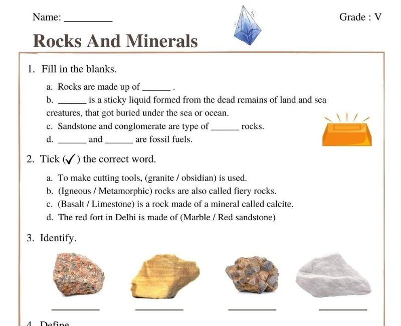 Rocks and Minerals Worksheet For Class 5 - Worksheets Library