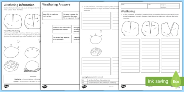 KS3 Weathering Homework Worksheet | Rock Cycle | Beyond - Worksheets ...