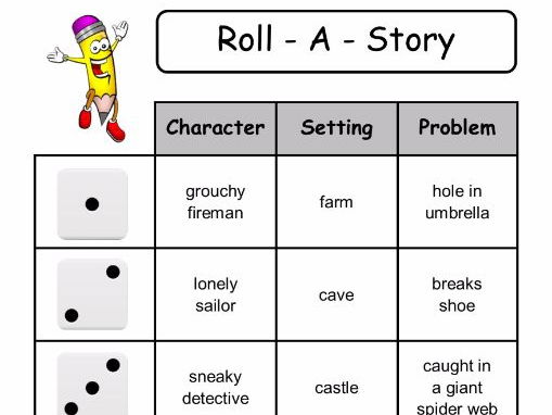 Roll - A - Story (roll a dice to select character, setting and ...