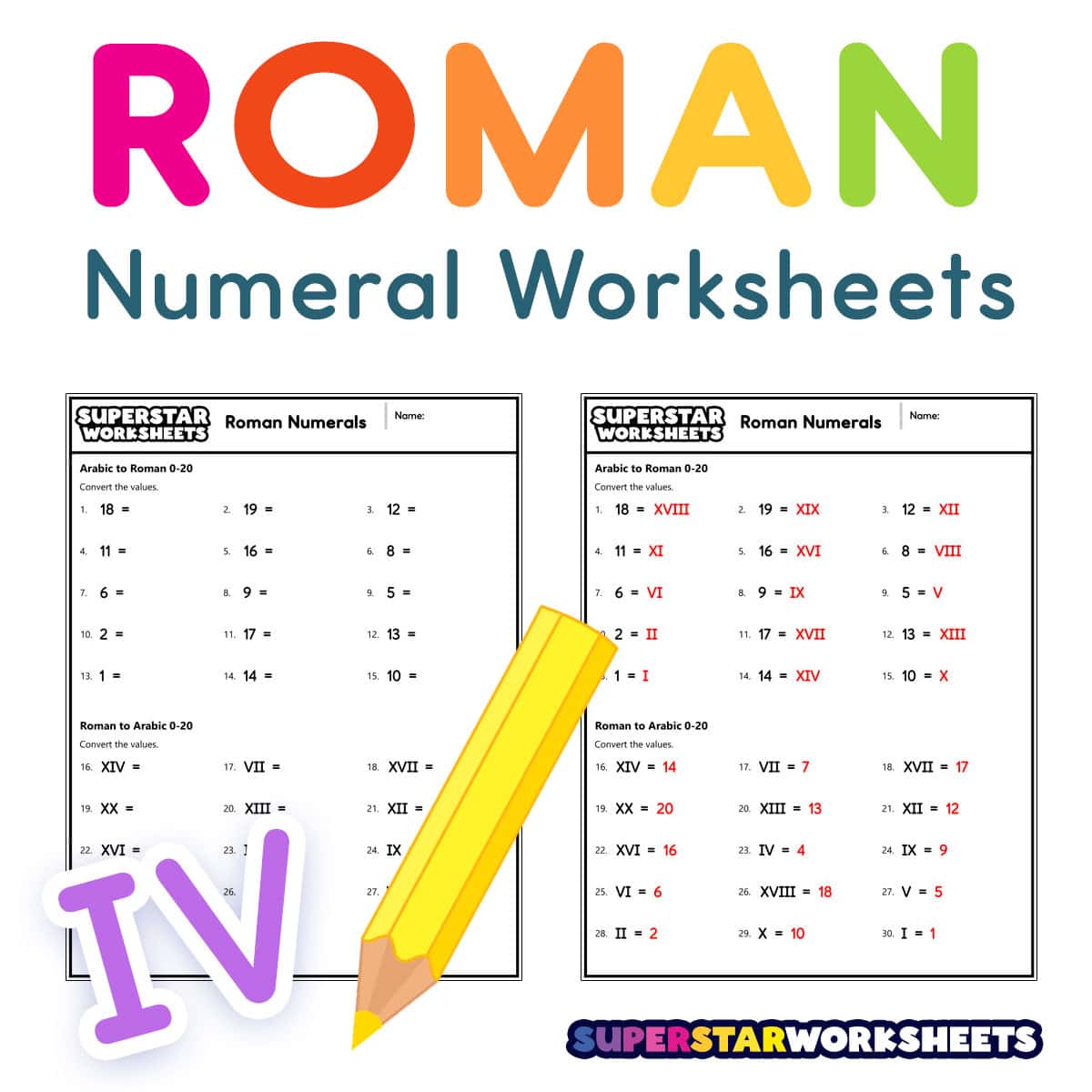Roman Numerals Worksheets Superstar Worksheets Worksheets Library