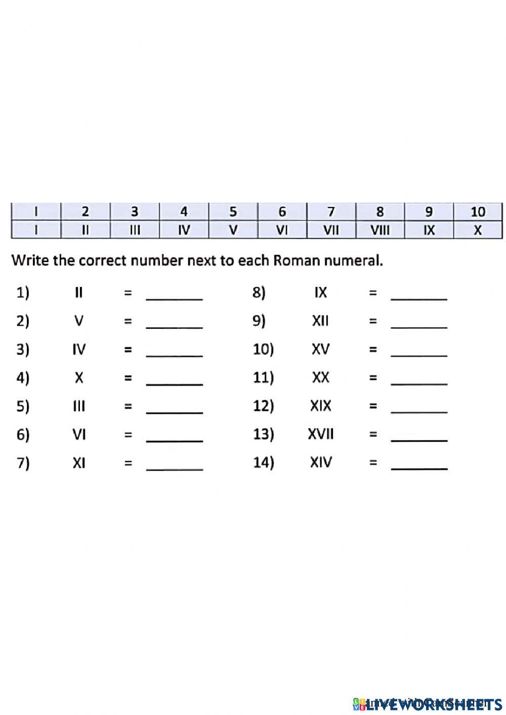 Grade 3 Roman Numerals Worksheet 4 Kidschoolz Worksheets Library