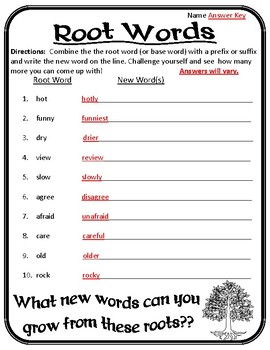 Prefix, Suffix, and Root Word Worksheet - Worksheets Library