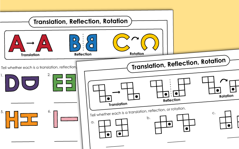 Reflection Translation And Rotation Worksheets Worksheets Library