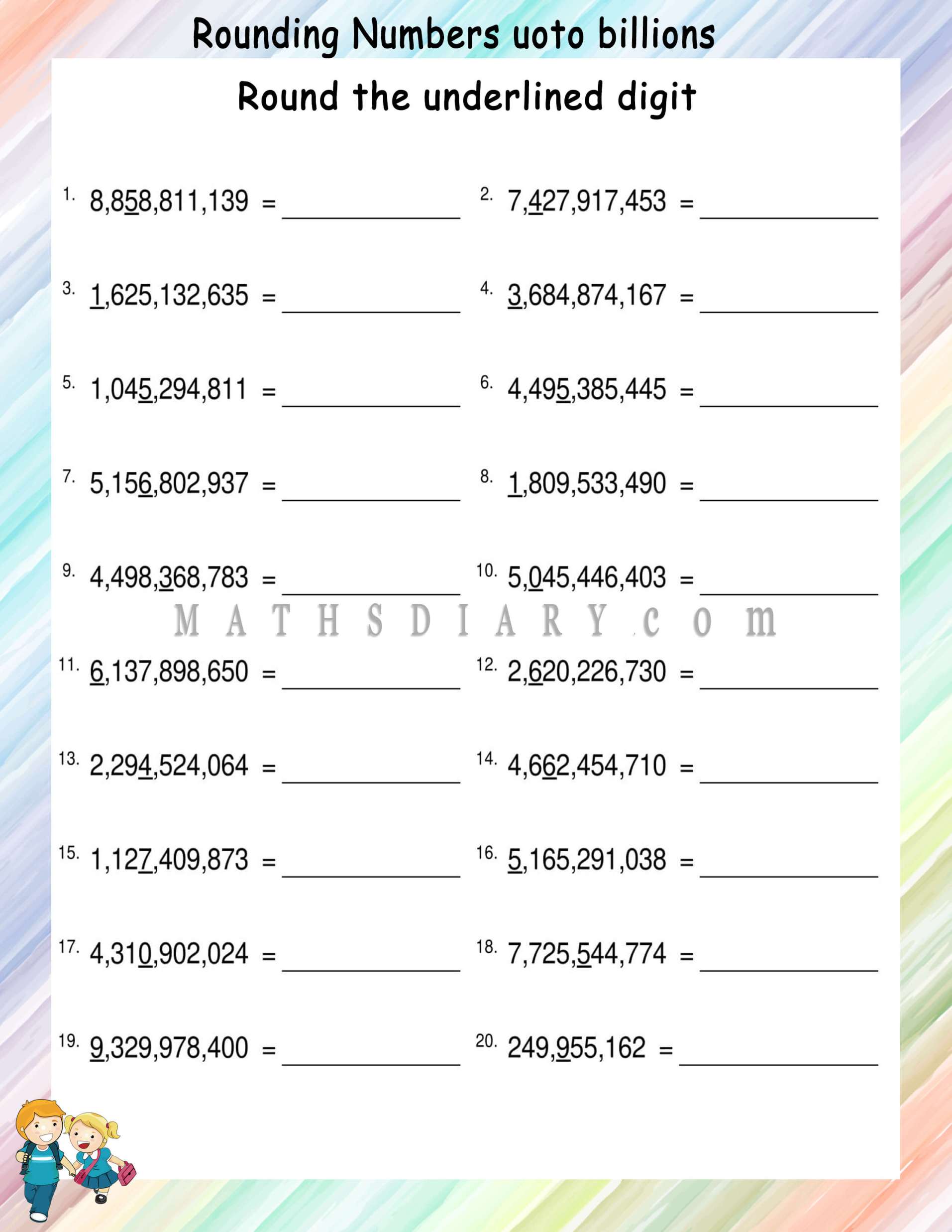 Rounding Whole Numbers Word Problem Worksheet Teach Starter
