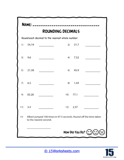 Rounding To The Nearest 10 Dizzy Worksheet Worksheets Library