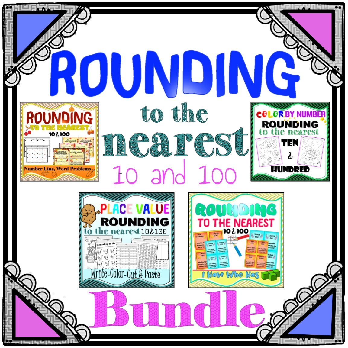 Rounding to the Nearest 10 and 100 Worksheet, Game, Task Cards ...