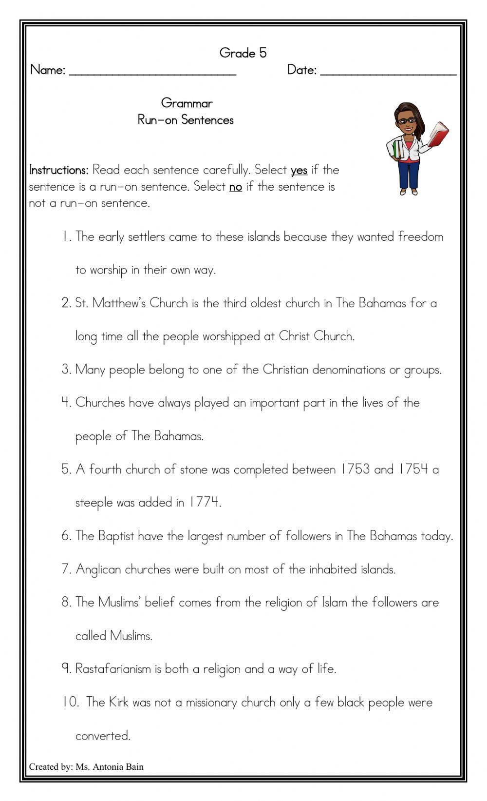 Run-on Sentences Worksheets - 15 Worksheets.com - Worksheets Library