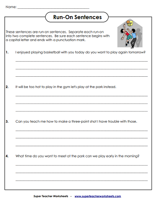 Free run on sentences worksheet, Download Free run on sentences ...