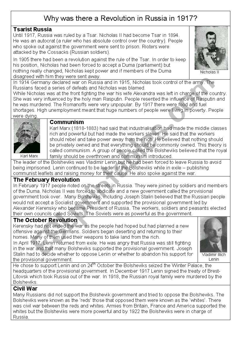 1905 Russian Revolution Worksheet - Cunning History Teacher ...