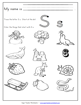 Phonemic Awareness & Phonics - Letter S s - Worksheets Library