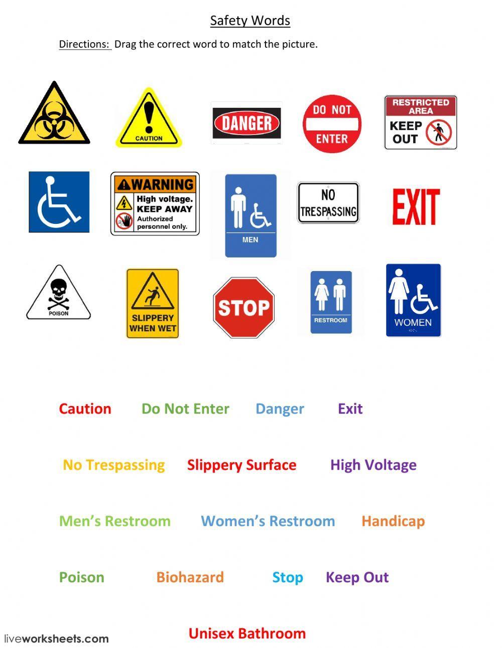 Safety Signs worksheet | Live Worksheets - Worksheets Library
