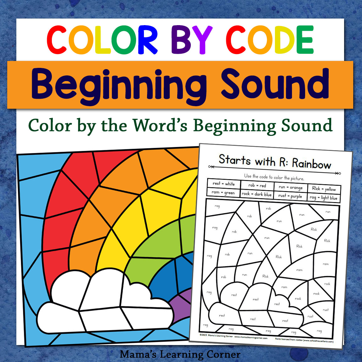 Color By Code Alphabet Beginning Sound Worksheets - Mamas Learning ... - Worksheets Library
