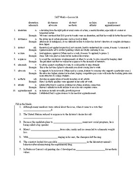 SAT Vocabulary Worksheet: Boost Your Word Power