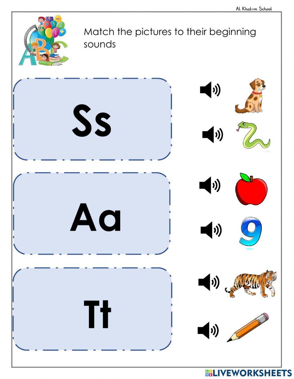 Phonics s-a-t worksheet | Live Worksheets - Worksheets Library