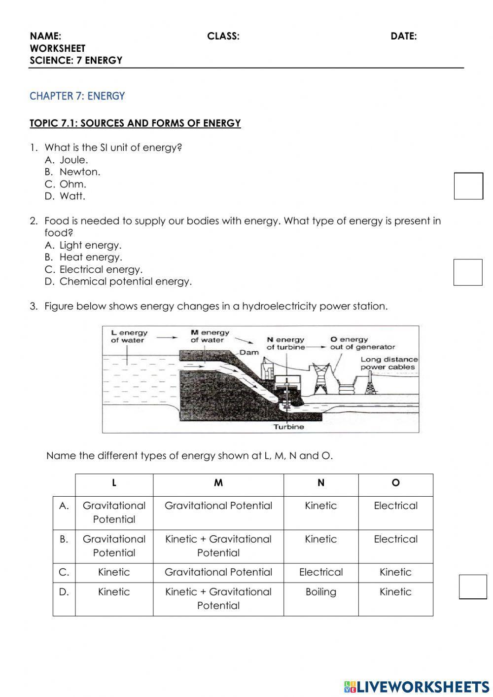 Free science energy worksheet, Download Free science energy worksheet ...