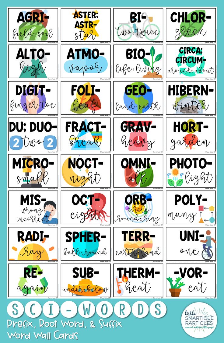 Science Vocabulary Prefix and Suffix Word Wall Cards | Science ...