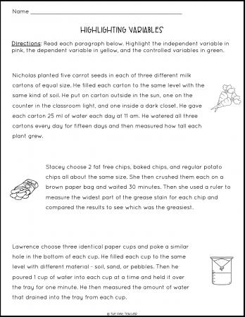 Free science variables worksheet, Download Free science variables ...