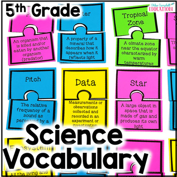 5th Grade Science Vocabulary Matching Puzzle Activity - Hands On Test ...
