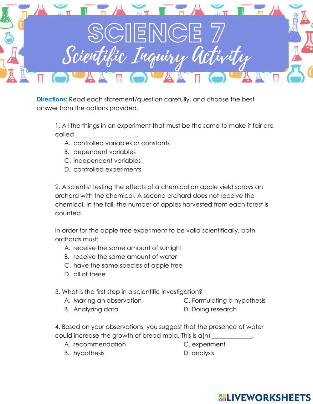 Free scientific inquiry worksheet, Download Free scientific inquiry ...