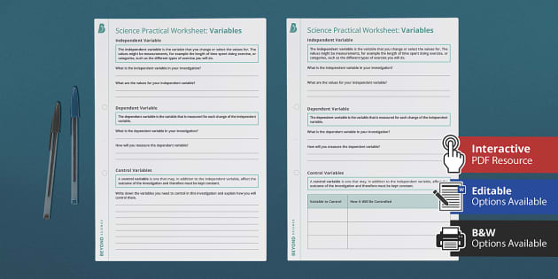 Variables Worksheet | Science Practical Skills | Beyond - Worksheets ...