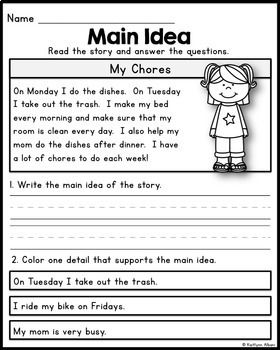 Main Idea Practice Pages for Beginners | Reading comprehension ... - Worksheets Library