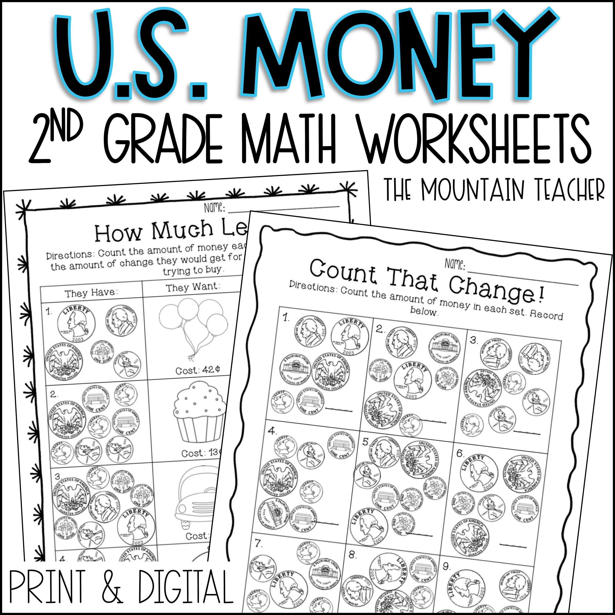 Counting Money Worksheets and Assessments | Printable and Google ...