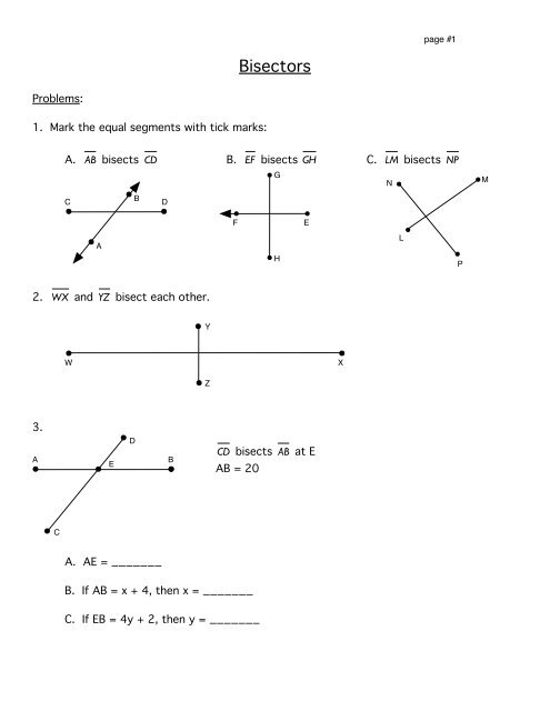 Unit 3 Bisectors Worksheet Packet Ls Home Page Worksheets Library